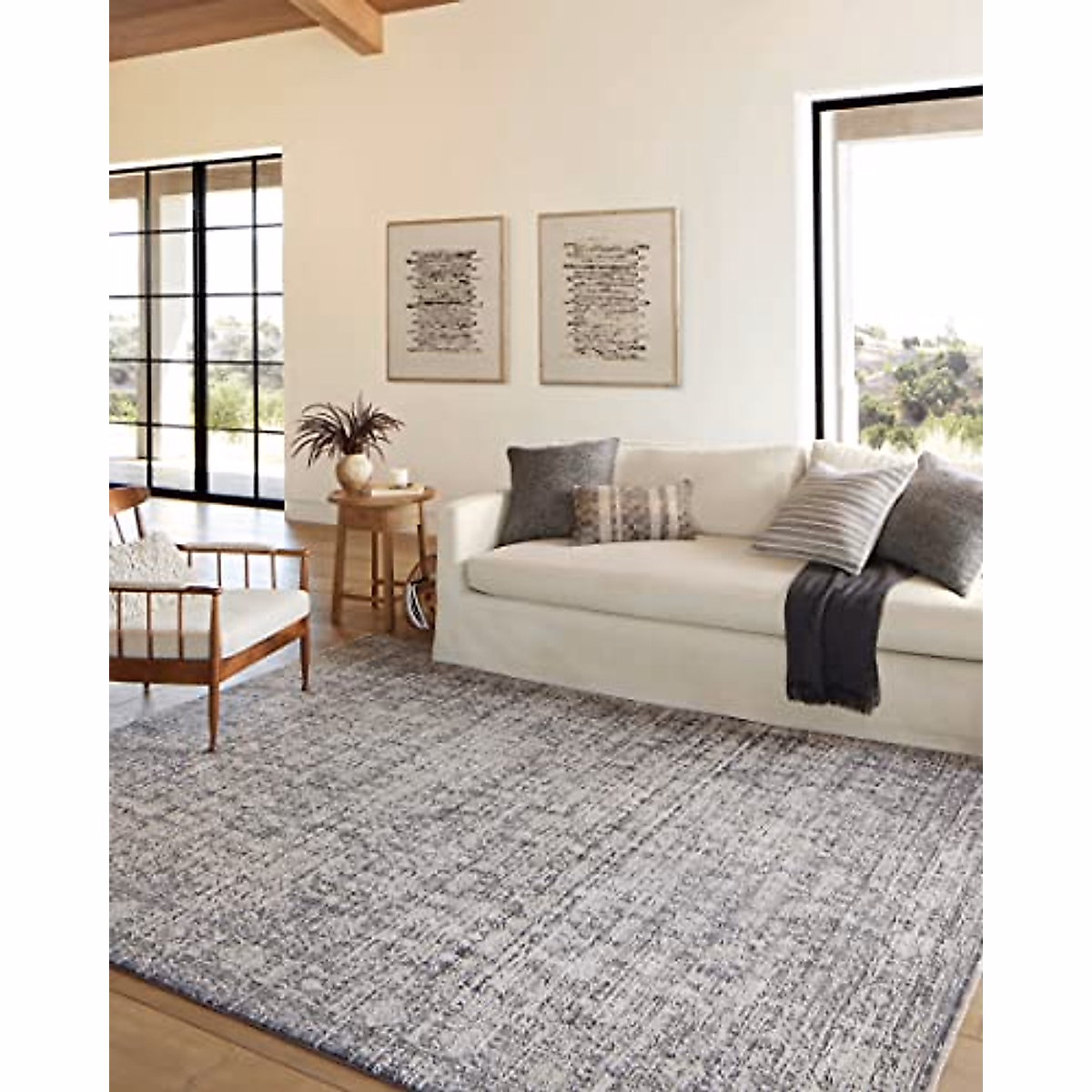 Amber Lewis x Loloi Alie Collection ALE-03 Charcoal / Dove, Traditional 18" x 18" Sample Rug