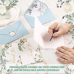 Quera 24 Pack Pumpkin Thank You Cards Fall Greeting Cards Autumn Floral Blank Note Cards With Envelopes Stickers For Baby Shower Wedding Birthday Party- 4x6 Inch