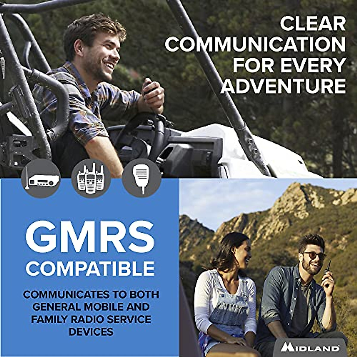 Midland – MXT400 - 40 Watt GMRS MicroMobile Two Way Microphone Radio - Off Roading Outdoor Boat Ranches Tractors Radio - 8 Repeater Channels NOAA Weather Alerts- Compatible GMRS Walkie Talkies
