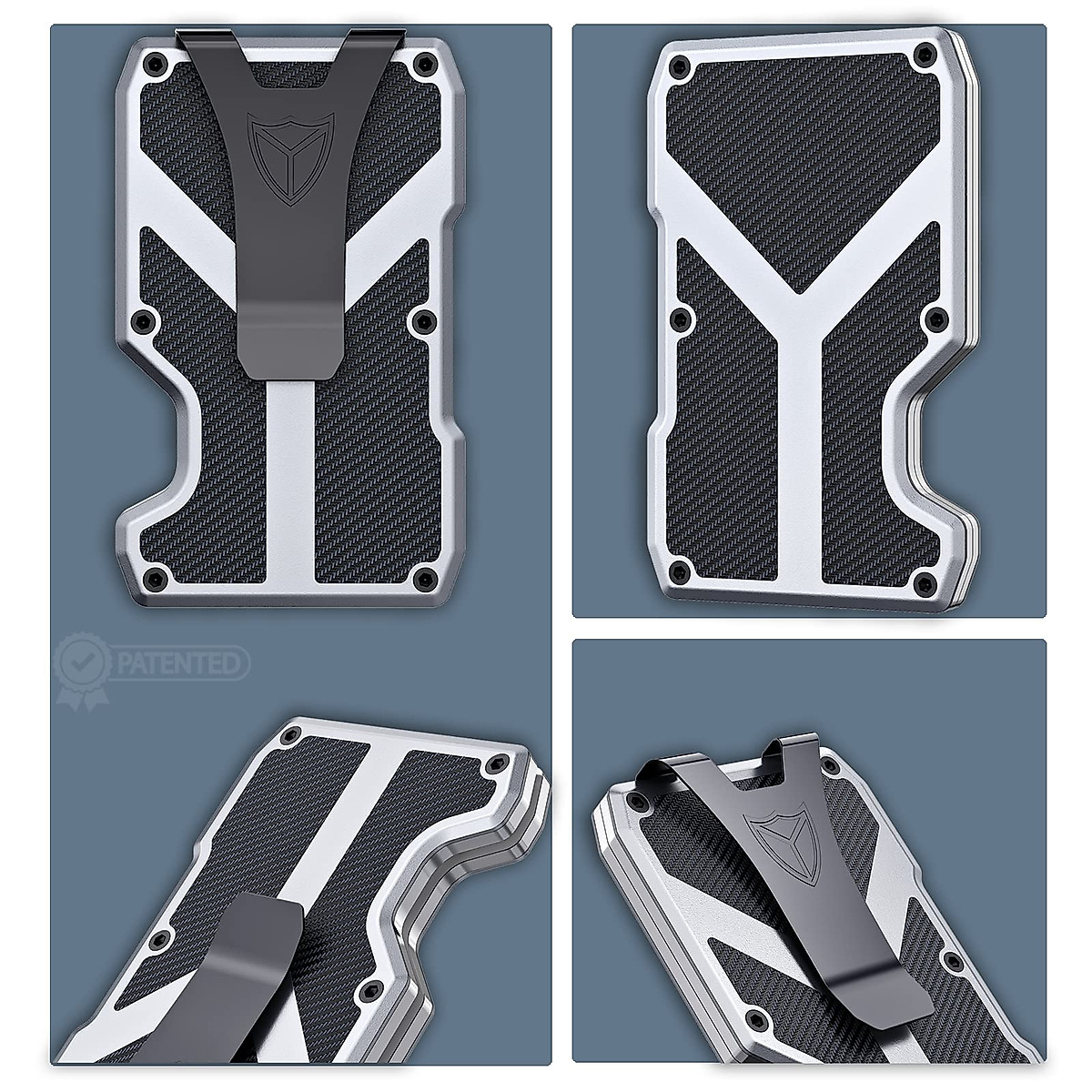 DONWORD Slim Wallet for Men, Minimalist Mens Wallets, Tactical Card Holder, Front Pocket Card Case, RFID Metal Money Clip, EDC Small Wallet, Aluminum Holder