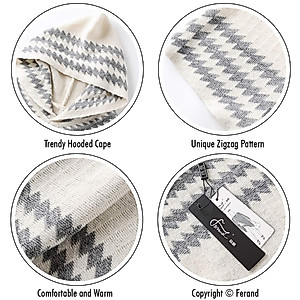 Ferand Soft Pullover Poncho Sweater Cape with Hood for Women, One size, Beige