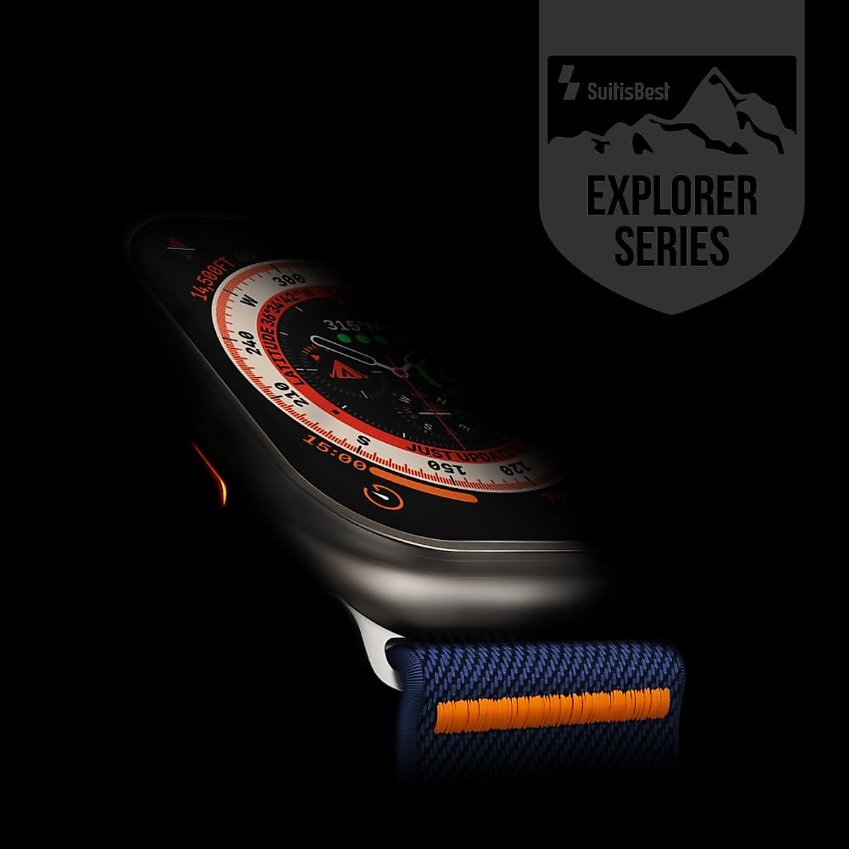 Suitisbest Sport Band for Apple Watch Ultra 2/Apple Watch Ultra Band 49mm 45mm 44mm 42mm for Men, Nylon Solo Loop Wide Replacement Strap for iWatch Series Ultra 8 7 6 5 4 3 SE