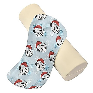 Vnurnrn Panda in A Santa Hat Neck Support Pillow Round Neck Roll Bolster Cylinder Pillow Cervical Pillows Body Pillow for Leg Knee Back Head Support for Work Men Women Bed