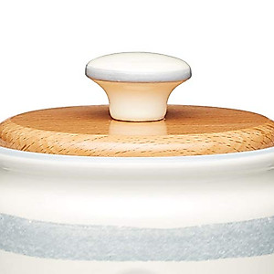 KitchenCraft Classic Collection Striped Ceramic Tea Caddy, 800 ml (28 fl oz) - Cream