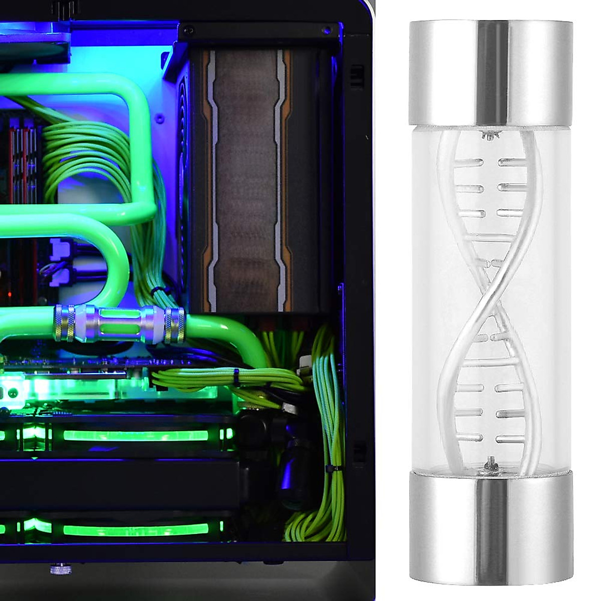 Water Cooling Meter Indicator G1/4 Female Threaded Water Cooling System Replacement for PC Computer(Silver)