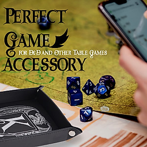 Dragon Dice Tray for RPG, Role Play Games, Table Top Gaming, Folding PU Storage Tray, Initial Leather Tray, Personalized Portable Organizer, Tray 4.75 Inches, Black Dragon Letter C