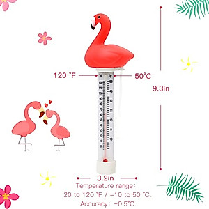 XY-WQ Floating Pool Thermometer, Large Size Easy Read for Water Temperature with String for Outdoor and Indoor Swimming Pools and Spas (Flamingo)