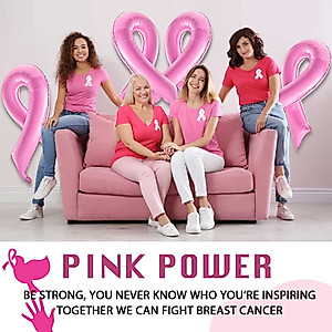 Deekin 12 Pieces 36 Inches Pink Ribbon Jumbo Foil Balloons Breast Cancer Awareness Foil Balloons Pink Metallic Balloons Breast Cancer Awareness Fundraisers Jumbo Foil Balloons