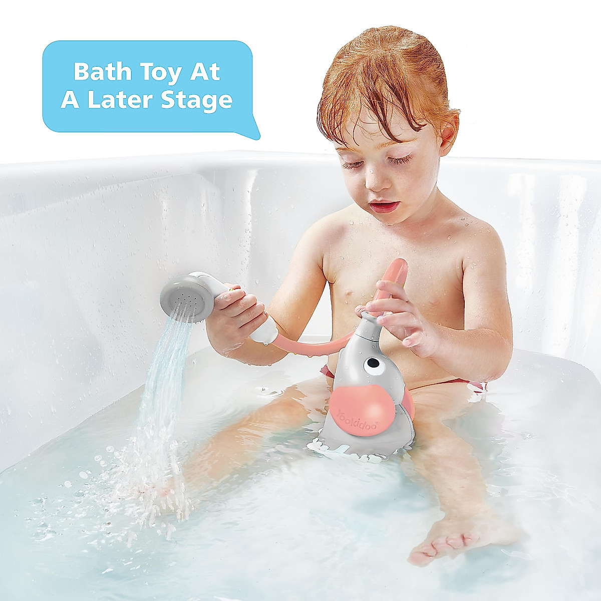 Yookidoo Baby Bath Shower Head - Elephant Bath Toy and Trunk Spout Rinser - for Newborn Babies in Tub Or Sink (Pink)