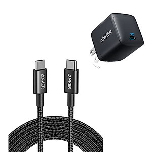 Anker New Nylon USB C to USB C Cable 100W 10ft, USB 2.0 Type C Charging Cable Fast Charge & 45W USB C Super Fast Charger, 313 Charger, Ace Foldable PPS Fast Charger Supports Super Fast Charging