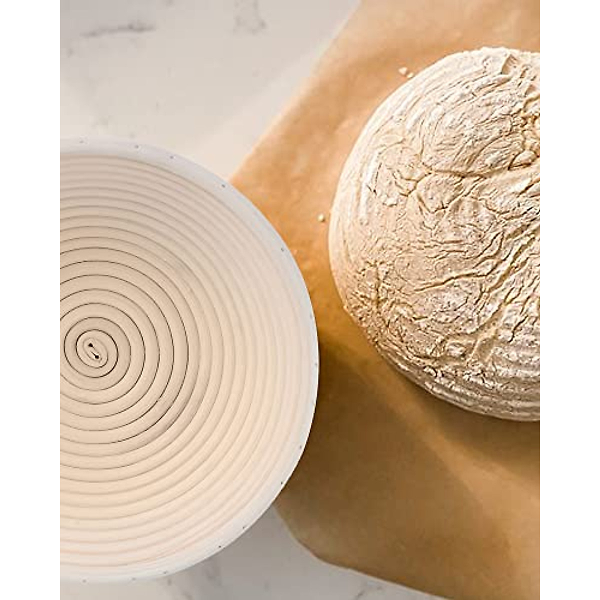 DOYOLLA Bread Proofing Baskets (Set of 3, 8.5inch), Sourdough Bread Making Supplies w/Bread Lame and Scraper, Dough Proofing Rising Bowls Kit for Sourdough Starter
