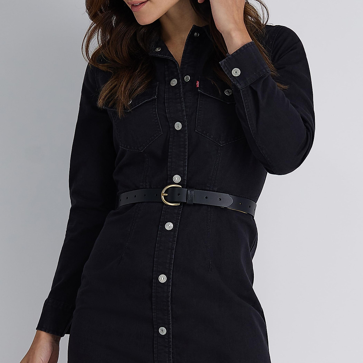 Levi's Women's Fully Adjustable Slim Belt, Black Perforated, Small