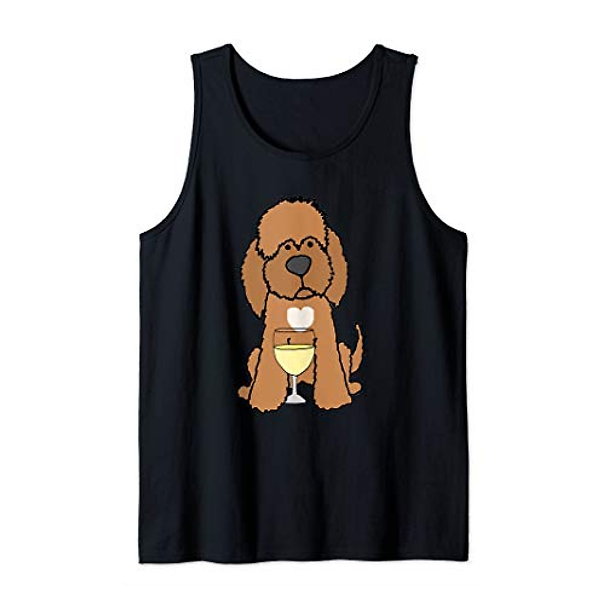 Smileteespetsa Funny Chocolate Labradoodle Dog Drinking Wine Tank Top