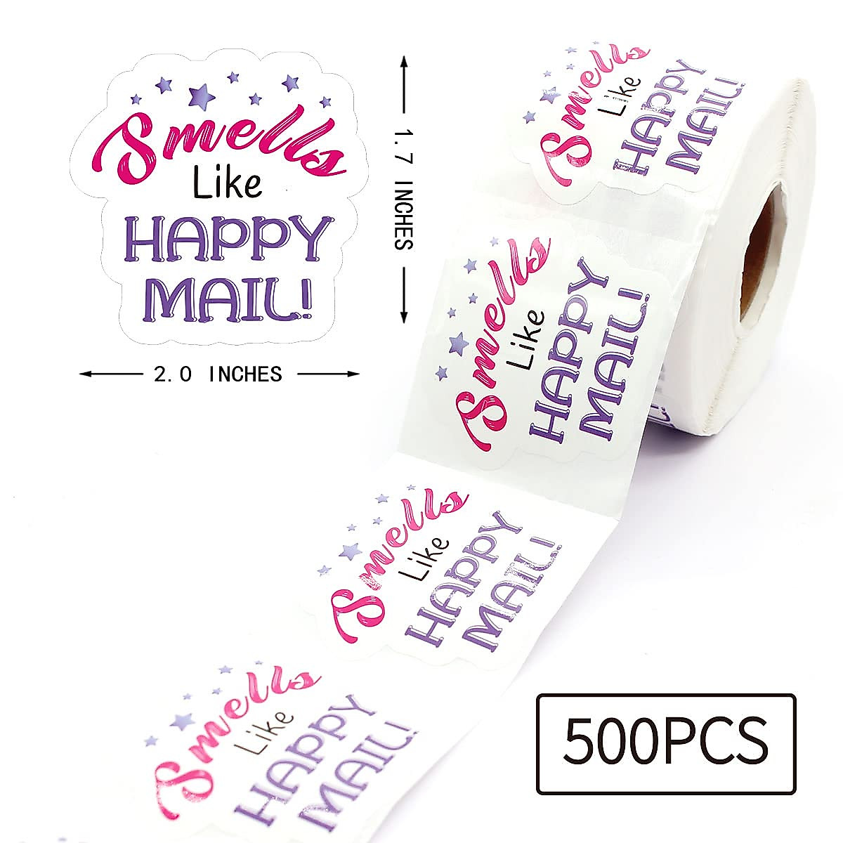Littlefa Funny Smells Like Happy Mail Stickers,Mail Stickers,Small Business Stickers,Envelopes Seal Stickers,Cute Mail Packaging Stickers 500 PCS