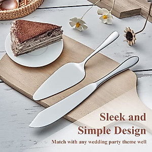EIUBUIE Cake Cutting Set for Wedding, Cake Knife and Server Set, Classic Design 18/10 Stainless Steel Pie Cake Serving Set of 2 Piece, Dishwasher Safe
