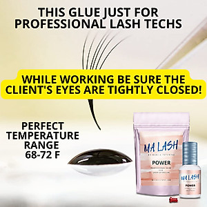 MA LASH Power Eyelash Extension Adhesive Glue - 0.17fl.oz / 5ml - Ultra-Fast 1-Second Drying Time - 8 Weeks Retention - Professional-Grade, Black