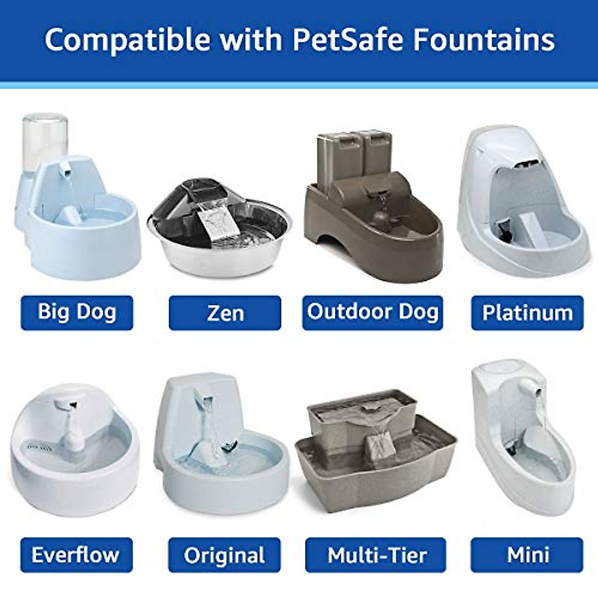 MyfatBOSS Charcoal Water Filter, Replacement Carbon Filters (2-Chamber) Dog and Cat Water Fountain Filters Compatible with Drinkwell Pet Fountain, 12 Filters