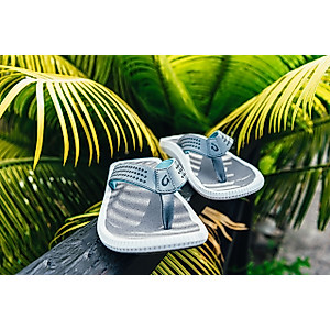 OLUKAI Ulele Men's Beach Sandals, Quick-Dry Flip-Flop Slides, Water Resistant Suede Lining & Wet Grip Soles, Soft Comfort Fit & Arch Support, Stone/Stone, 10