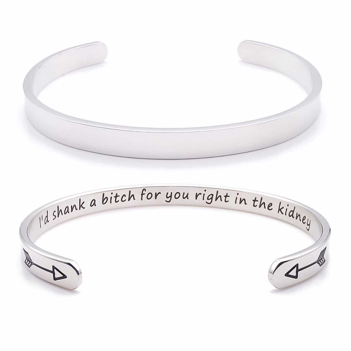 Inspirational Bracelets for Women Personalized Jewelry Gifts Cuff Bracelet with Sayings Motivational Bracelet with Hidden Message Engraved Bangles for Best Friend/Mom/Daughter, M, Stainless Steel,
