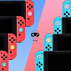 Ferkurn Switch Thumb Caps for Switch Joy-con Grip Switch Lite Thumb Grips, Joycon Joystick Caps Analog Cat Paw Grip Button Cap Joycon Cover Controller Accessories Skin Thumbstick Grip