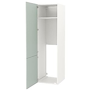 IKEA ENHET high cab for fridge/freezer w doors, 60x62x210 cm, white/pale grey-green