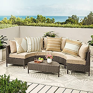 OTOSTAR Pack of 4 Waterproof Throw Pillow Covers 18x18 Inch Geometry Outdoor Decorative Pillow Case Garden Pillow Covers Square Cushion Case Pillows Shell for Patio Furniture Couch Tent (Light Coffee)