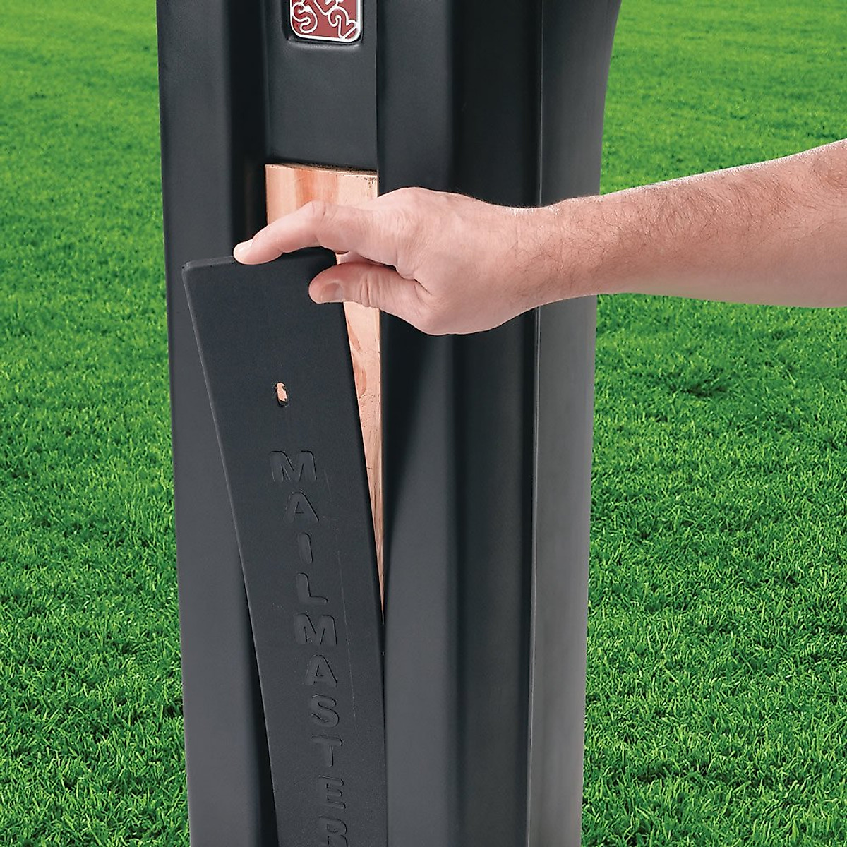 Step2 MailMaster Plus Mailbox & Post, Weather Resistant, Large Outdoor Mailboxes, Made of Durable Plastic, Easy to Install, Flag Included, Black