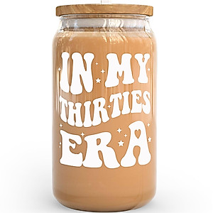 KLUBI 30th Birthday Gifts for Her - In My Thirties Era 16 Ounce Glass Cup 30th Birthday Gifts for Women In My 30s Era Gifts for Women 30s Happy 30th Birthday Decorations for Her 30 Birthday Cup