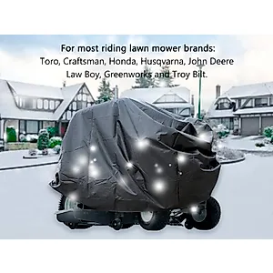 Riding Lawn Mower Cover Waterproof Heavy Duty 420D Polyester Oxford Tractor Cover Fits Decks up to 54" ,Waterproof and UV, Dust, Dirt, Wind Protection with Drawstring Storage Bag,Black