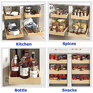 WelFurGeer 32'' Width Pull Out Shelves for Kitchen Cabinets, Pull Out Cabinet Organizer, Pantry Slide Out Drawers, Kitchen Slide Out Storage, Wood Slide Out Drawer for Kitchen (32''W x 21''D)