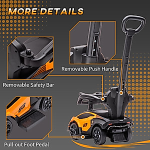 Aosom 2-in-1 Ride On Push Car for Toddlers 1-3, Licensed Lamborghini Stroller Sliding Car, Push-Along with Under Seat Storage Horn Engine Sound and Steering Wheel, Manual, Orange