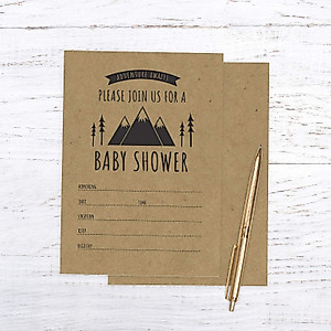 Adventure Awaits Baby Shower Invitation / 25 Mountain Themed Fill in The Blank Baby Shower Invites