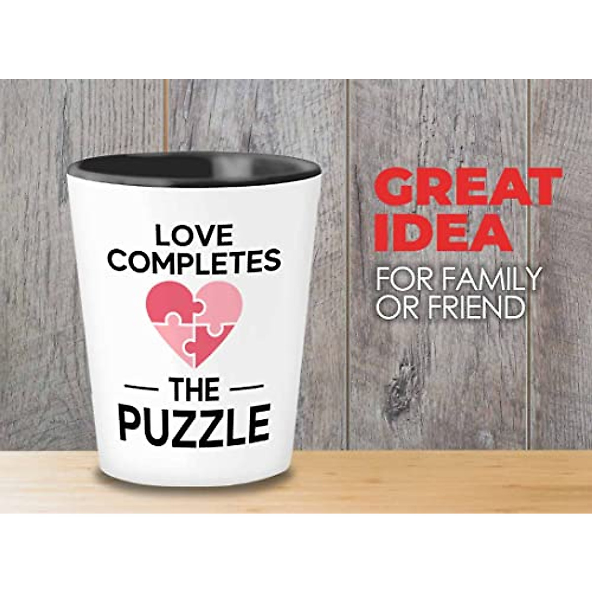 Puzzle Shot Glass 1.5oz - Love completes the puzzle - Brain Game Adult Educational Toy Kids 12 Year Old Boy Crossword Challenge Children