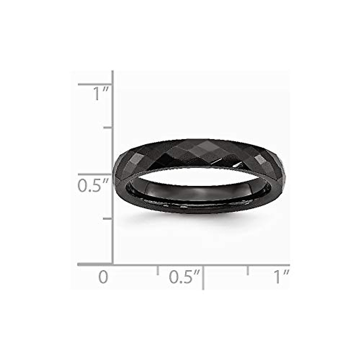 Ceramic Engravable Black 4mm Faceted Polished Band Ring Size 7 Jewelry for Women