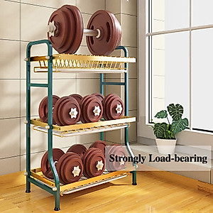 JAZORR Dish Drying Rack, 3 Tier Dish Rack with Drainboard, Cutlery Holder, Cutting-Board Holder，Large Capacity Dish Drainer for Plates Bowls Cups Kitchen Counter(Green & Golden)