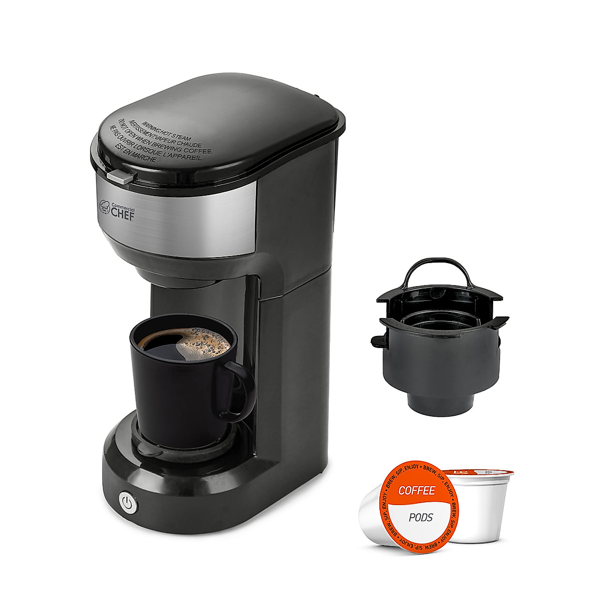Commercial CHEF Coffee Machine, Single Serve Coffee Maker, Portable Coffee Maker Single Serve with 13 Ounce Water Tank & One Touch Button for Coffee Brewing