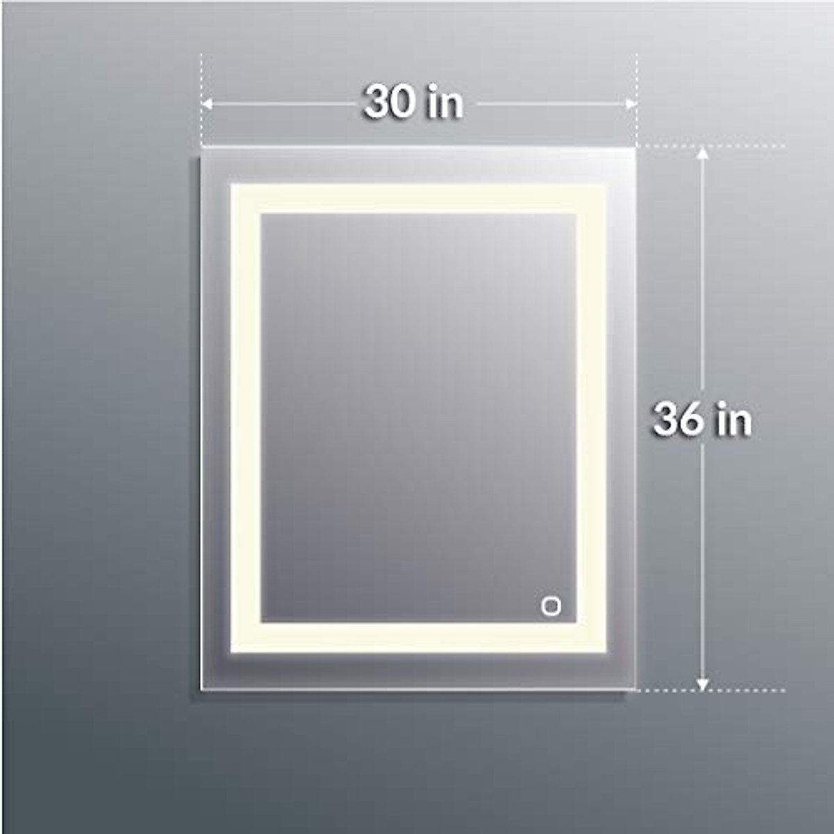 Homewerks 100160 30x36 inches LED Bathroom Mirror Wall Mounted Frameless Anti-Fog Dimmable Light 1600 Lumen Ultra Bright White 5000 Kelvin, Single Color