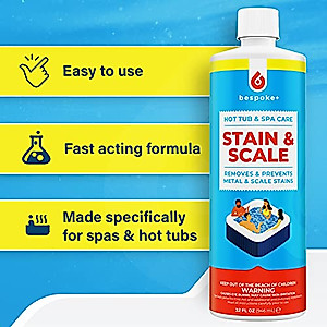 Spa Stain and Scale Control for Hot Tub, Spa Descaler, Stain Scale Remover & Spa Scale Defense for HotTub Hardness Control & Spa Hardness Decreaser & Alkalinity Decreaser Water Softener (1-Quart)