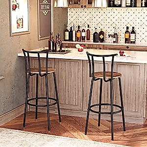 HOOBRO Bar Table and Chairs Set and High Counter Stools Bundle,3-Piece Breakfast Table Set for Kitchen Living Room, Dining Room, BF52BT01-BF04BY01G1