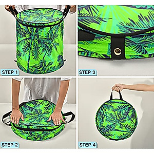 Tropical Palm Trees Green Pop Up Laundry Hamper Collapsible with Lid Dirty Clothes Hamper Laundry Basket Storage Hamper Organizer for Home, Kids Toy, Laundry Room