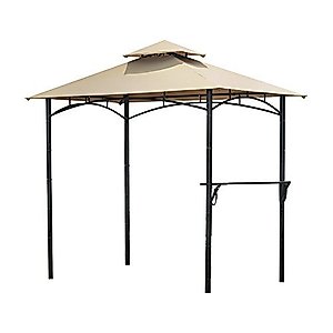 Garden Winds Open Box - 8 x 5 Bamboo Look BBQ Gazebo Replacement Canopy Top Cover - RipLock 350