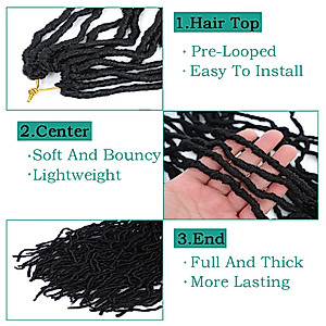 7 Packs Faux Locs Crochet Hair 36 Inch New Soft Locs Crochet Hair For Black Women Pre-looped Long Goddess Locs Crochet Braids Curly Wavy Braiding Hair Extension (1B)