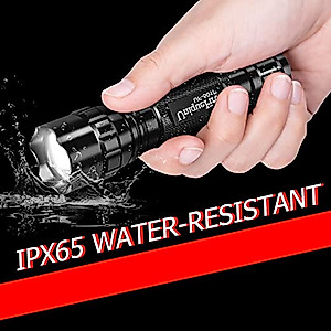 UniqueFire 501F Small Tactical Flashlight with Holster, Mini LED Zoomable Flashlight High Lumen Duty Flashlights with IPX-65 Waterproof EDC Flashlight Bright Flashlight (501F_1M)