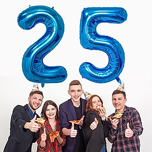 Number 25 Balloons 32 inch Digital Balloon Alphabet 25th Birthday Balloons Digit 25 Helium Balloons Big Balloons for Birthday Party Supplies Wedding Bachelorette Bridal Shower, Blue Number 25