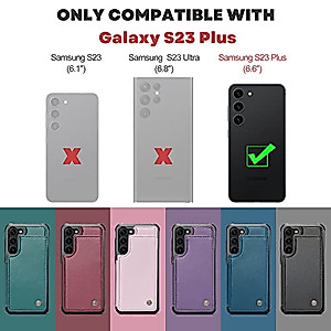 Vinich Samsung Galaxy S23 Plus Case with Card Holder, Samsung S23 Plus Wallet Case for Women Men with RFID Blocking, Durable Leather Kickstand Shockproof Case for Galaxy S23 Plus 5G, Purple