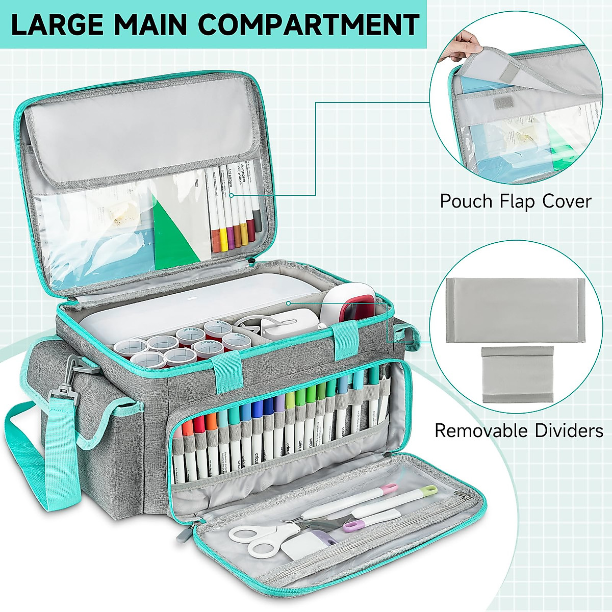 LEFOR·Z Carrying Case Compatible with Cricut Joy Xtra,Protable Travel Storage Bag with Removable Dividers Fits for Cricut Joy Xtra Accessories and Supplies