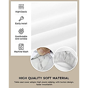 Chair Seat Cover, Marble Texture White Gray Dining Chair Slipcovers Strech Removable Chair Covers Protection for Wedding, Party, Banquets, 13.7"x 13.7" Set of 4