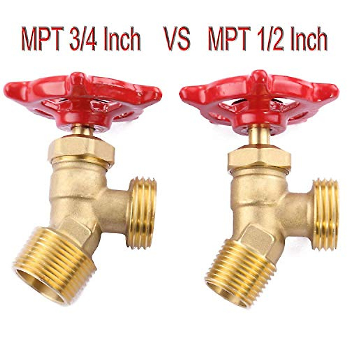 LitOrange Solid Brass Backyard 65 Degree Elbow Stop Valve Hose Bibb Solder NPT 1/2" Male Thread to MHT 3/4" Inch Male Threaded Garden Hose Connector Adapter Water Shut-Off Valve Faucet