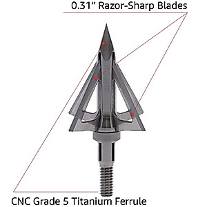 NAP New Archery Products New Archery ProductsQuadcutter Compound 100 Grain Big Game Hunting Fixed Blade 3 Pieces Broadhead Set