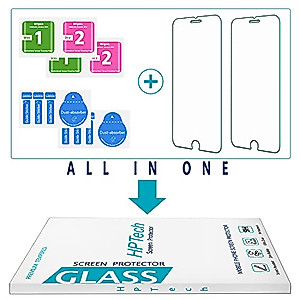 HPTech (2 Pack) Tempered Glass For iPhone 8 Plus, iPhone 7 Plus, iPhone 6S Plus, iPhone 6 Plus 5.5-Inch Screen Protector, Case Friendly, Easy to Install, Bubble Free
